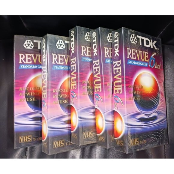 TDK | Media | Tdk Revue Standard Grade 6 Hrs T2 Vhs Tape Set Of 5 New ...